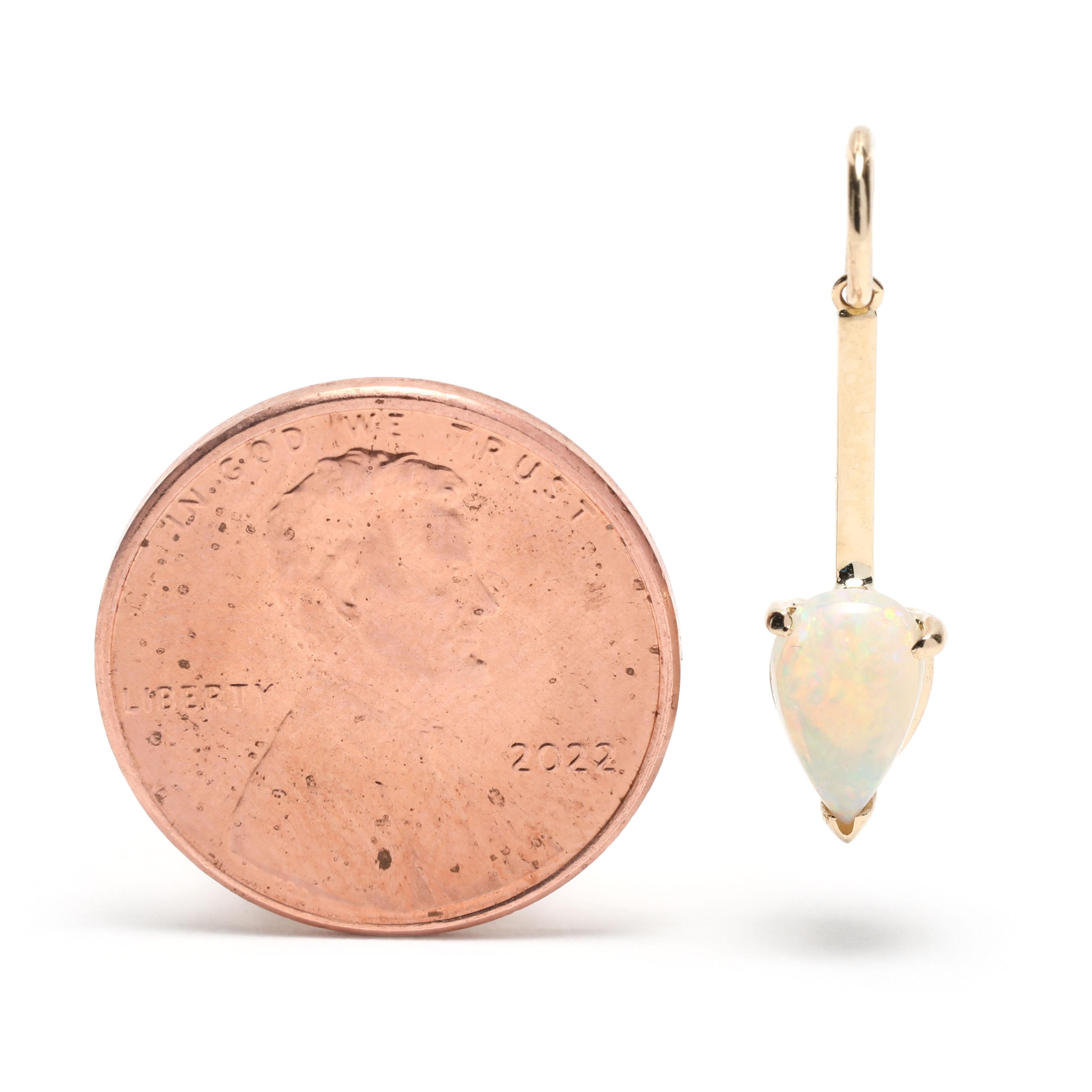 0.50ct Pear Opal Dangle Charm, 14K Yellow Gold, Rainbow Opal at 1stDibs