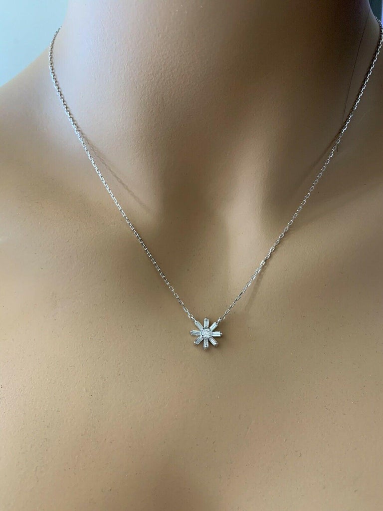 0.50Ct Stunning 14K Solid White Gold Diamond Necklace For Sale at 1stDibs