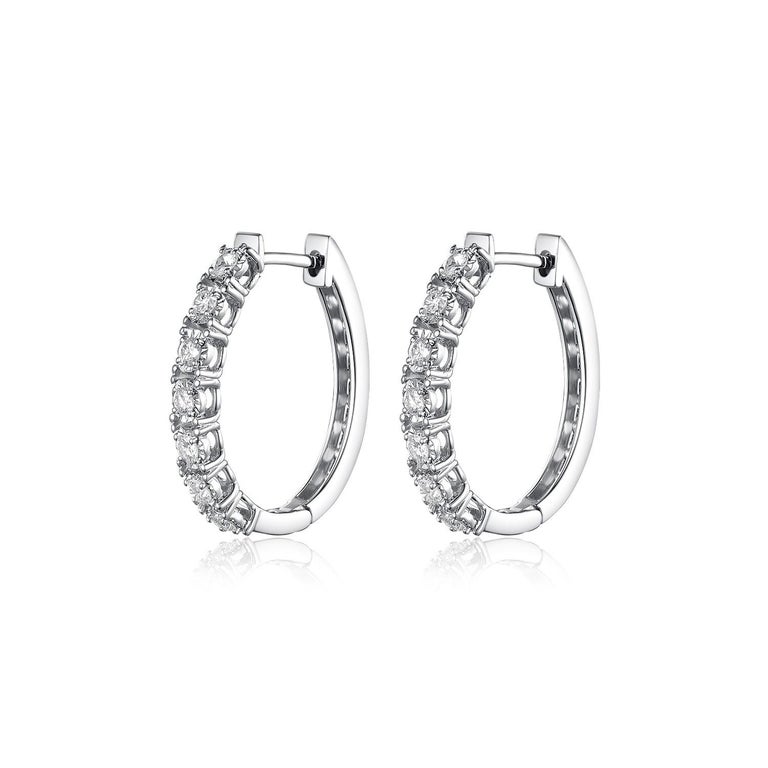 0 51 Carat Diamond Hoop Earrings In 14 Karat White Gold For Sale At 1stdibs