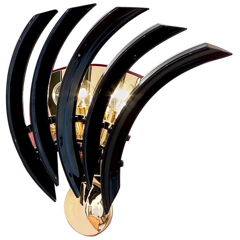 0522/APP Black Fan Wall Light For Sale at 1stDibs