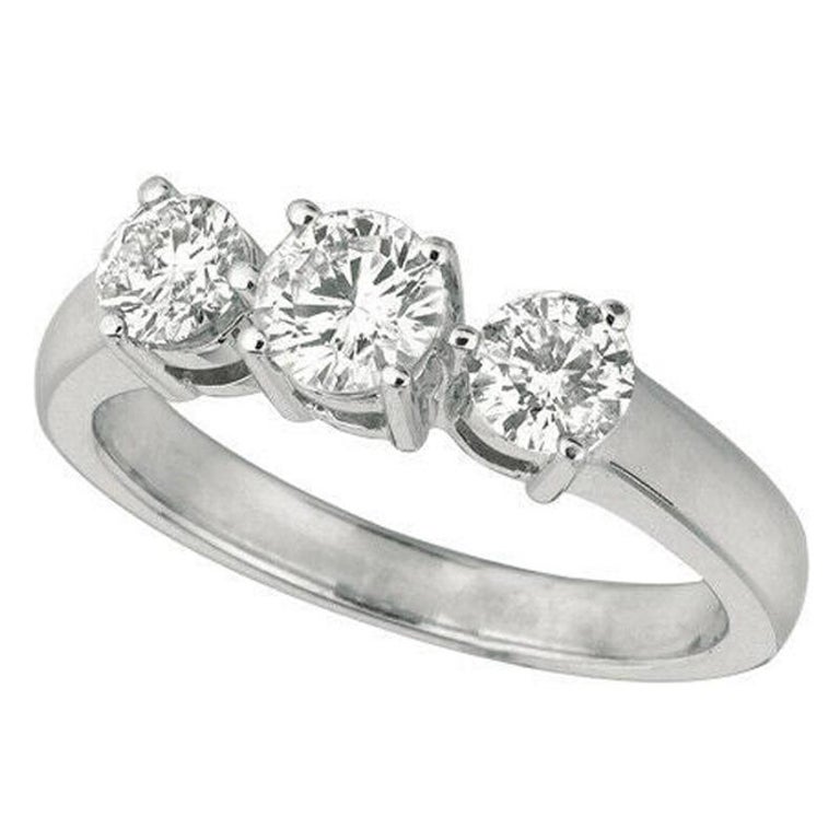 0,54 Karat 3 Stein natürlicher Diamant Ring G SI 14K Weißgold ...