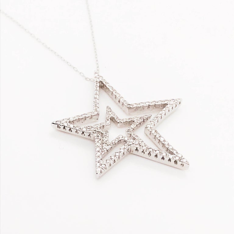Diamond Star Necklace, 0.55 Carat Diamond '1/2 Carat', 18 Karat Gold ...