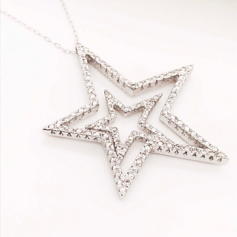 Diamond Star Necklace, 0.55 Carat Diamond '1/2 Carat', 18 Karat Gold ...