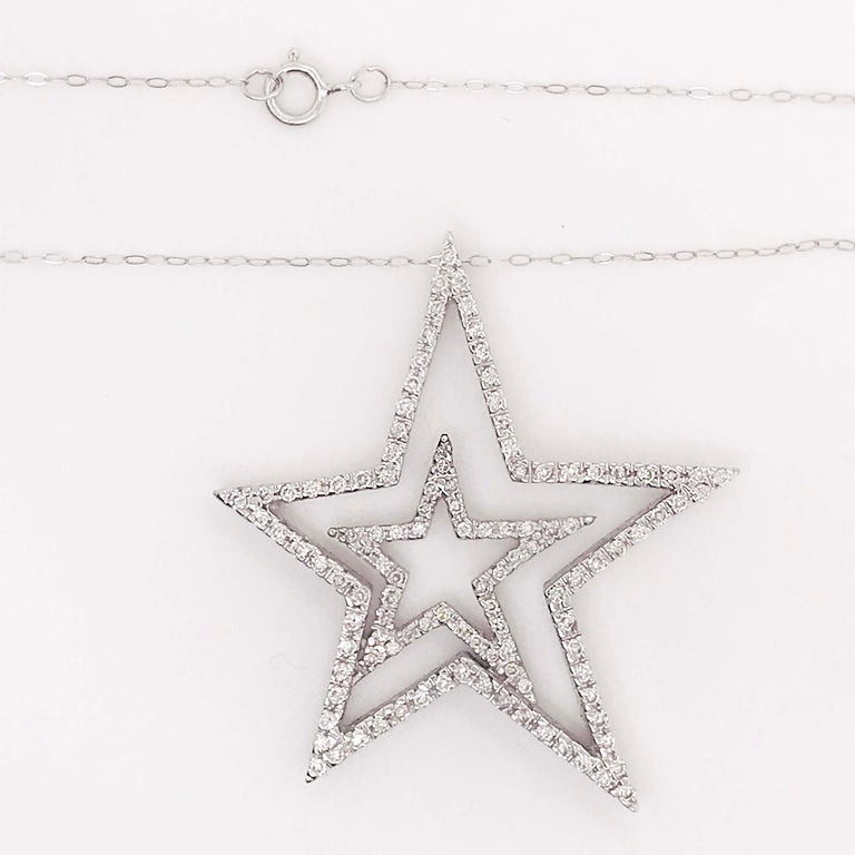 Diamond Star Necklace, 0.55 Carat Diamond '1/2 Carat', 18 Karat Gold ...