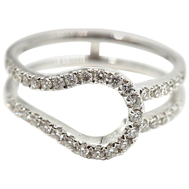 0.55 Carat Round Brilliant Cut Diamond 14 Karat White Gold Ring Guard ...