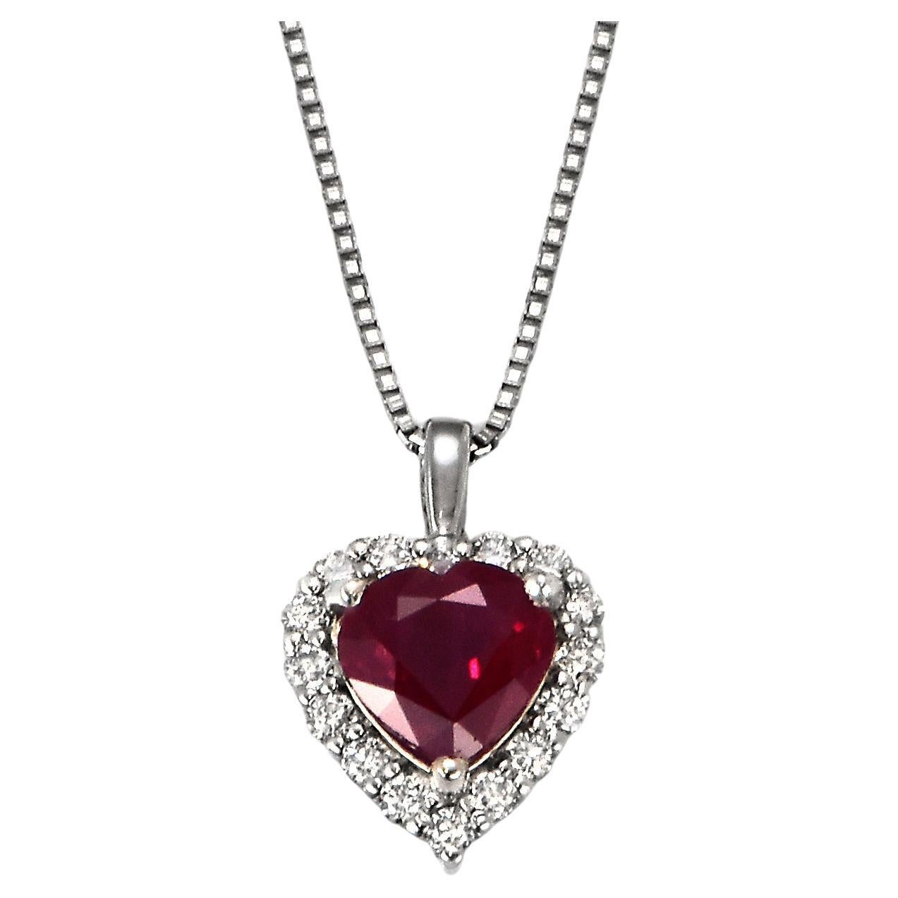 1.02 Carat Natural, Untreated, Pigeon Blood Ruby and Diamond Pendant ...