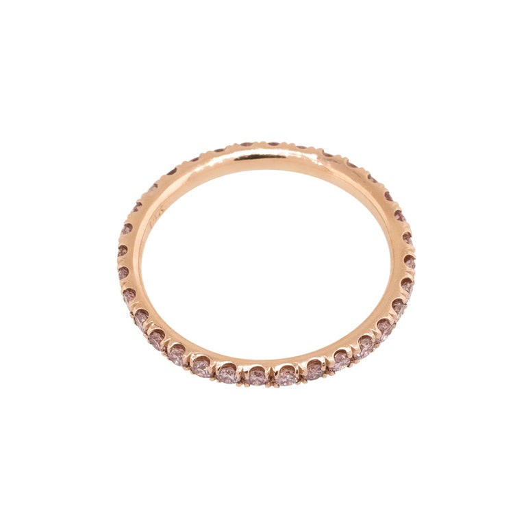 0.59 Carat Narrow Pink Diamond Stackable Band 14 Karat in Stock For Sale at 1stDibs