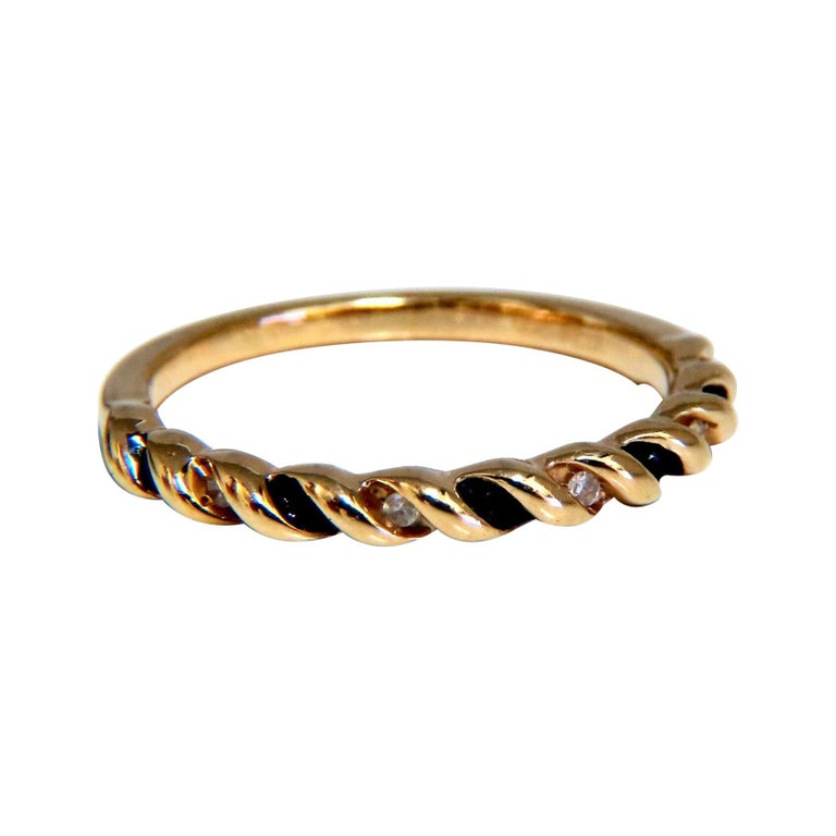 .05ct Natural Black Diamonds Rope Twist Band 14kt For Sale at 1stDibs