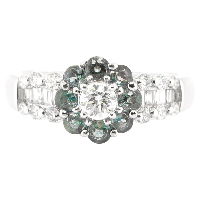 0.60 Carat Natural Diamond and Color-Change Alexandrite Ring Set in ...