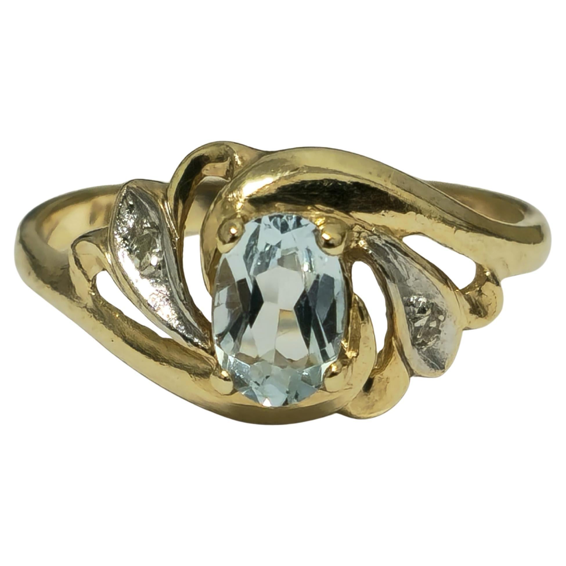 Gin and Grace 10K White Gold Genuine Aquamarine Ring with Diamonds for ...