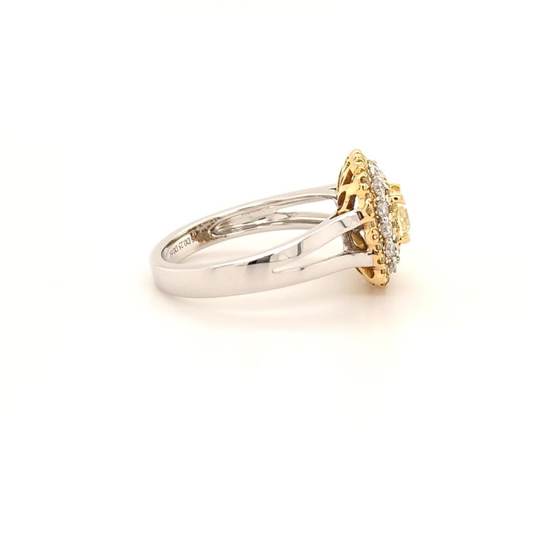 0.61 Carat Fancy Yellow Diamond Bridal Ring For Sale at 1stDibs