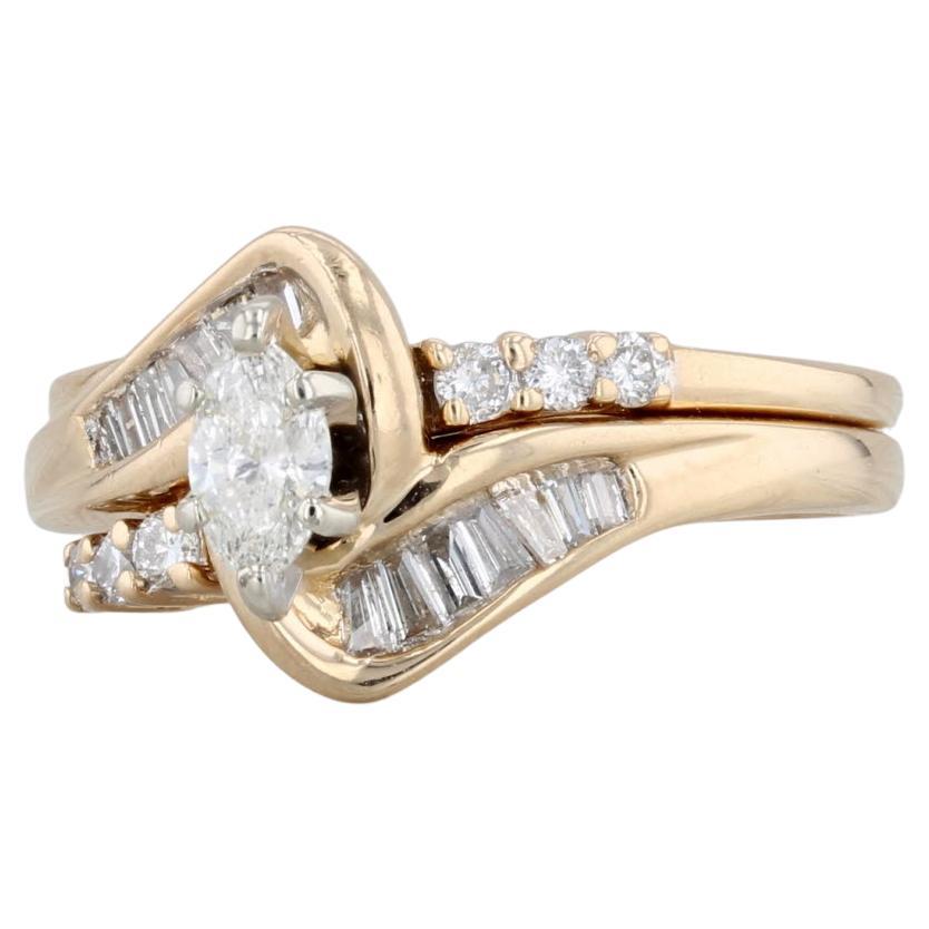 0.62ctw Diamond Engagement Ring Jacket Wedding Band Bridal Set 14k Gold ...