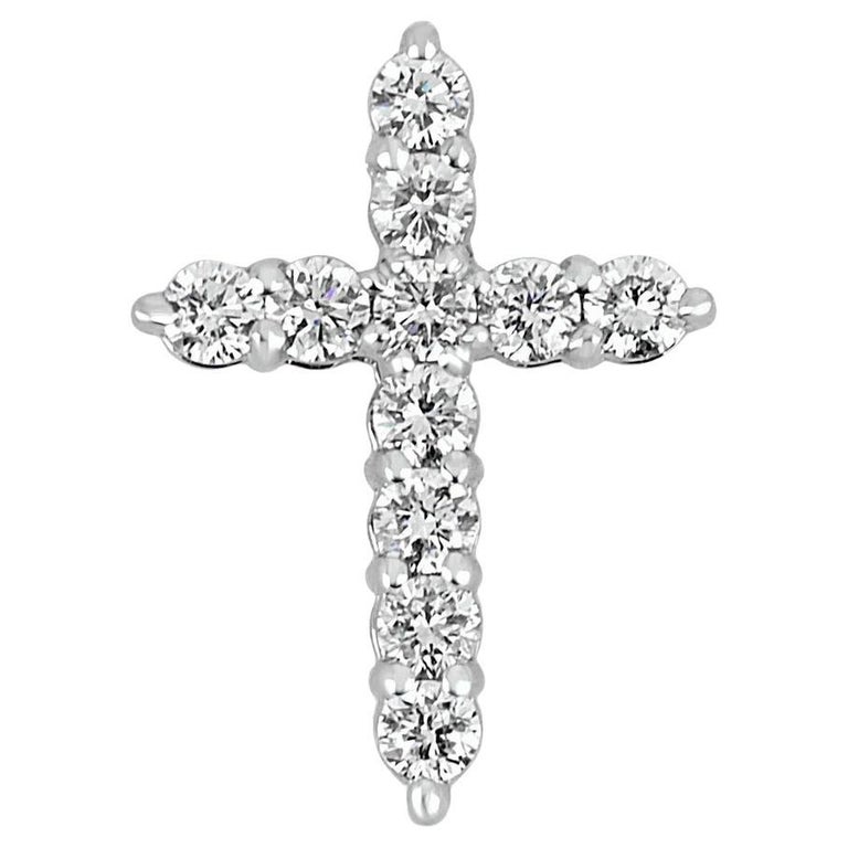 0.62tcw 14K Diamond Cross, White Gold Cross, Round Cut Diamonds ...