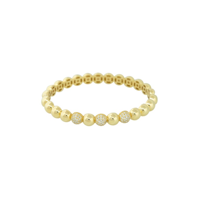 0.64 Carat Pave Diamond Bump Bangle 18 Karat in Stock For Sale at 1stDibs
