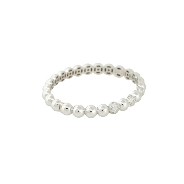 0.64 Carat Pave Diamond Bump Bangle 18 Karat in Stock For Sale at 1stDibs