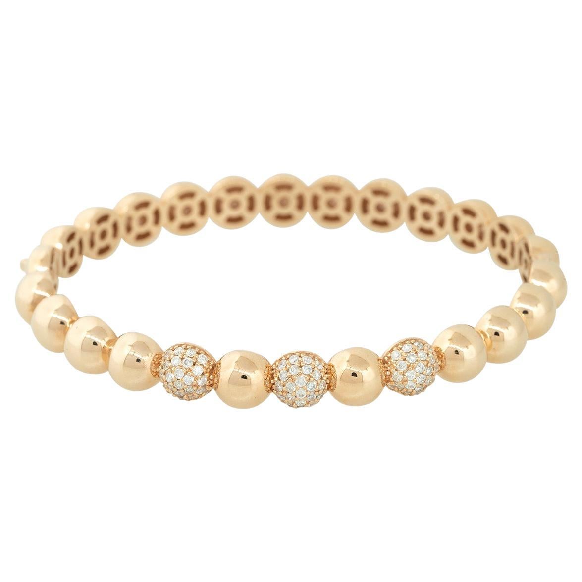 0.64 Carat Pave Diamond Bump Bangle 18 Karat in Stock For Sale at 1stDibs