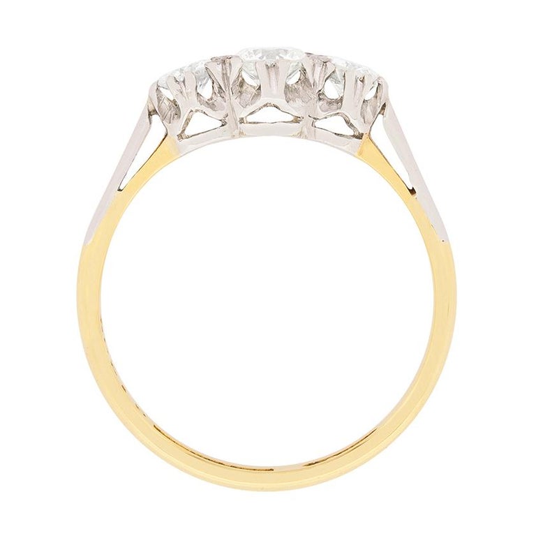0.65 Carat Three-Stone Transitional Cut Diamond Engagement Ring, circa ...