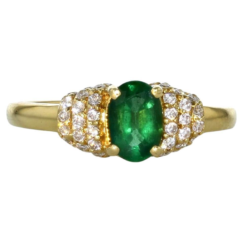 0.78ct Natural Emerald 14K Yellow Gold Ring For Sale at 1stDibs