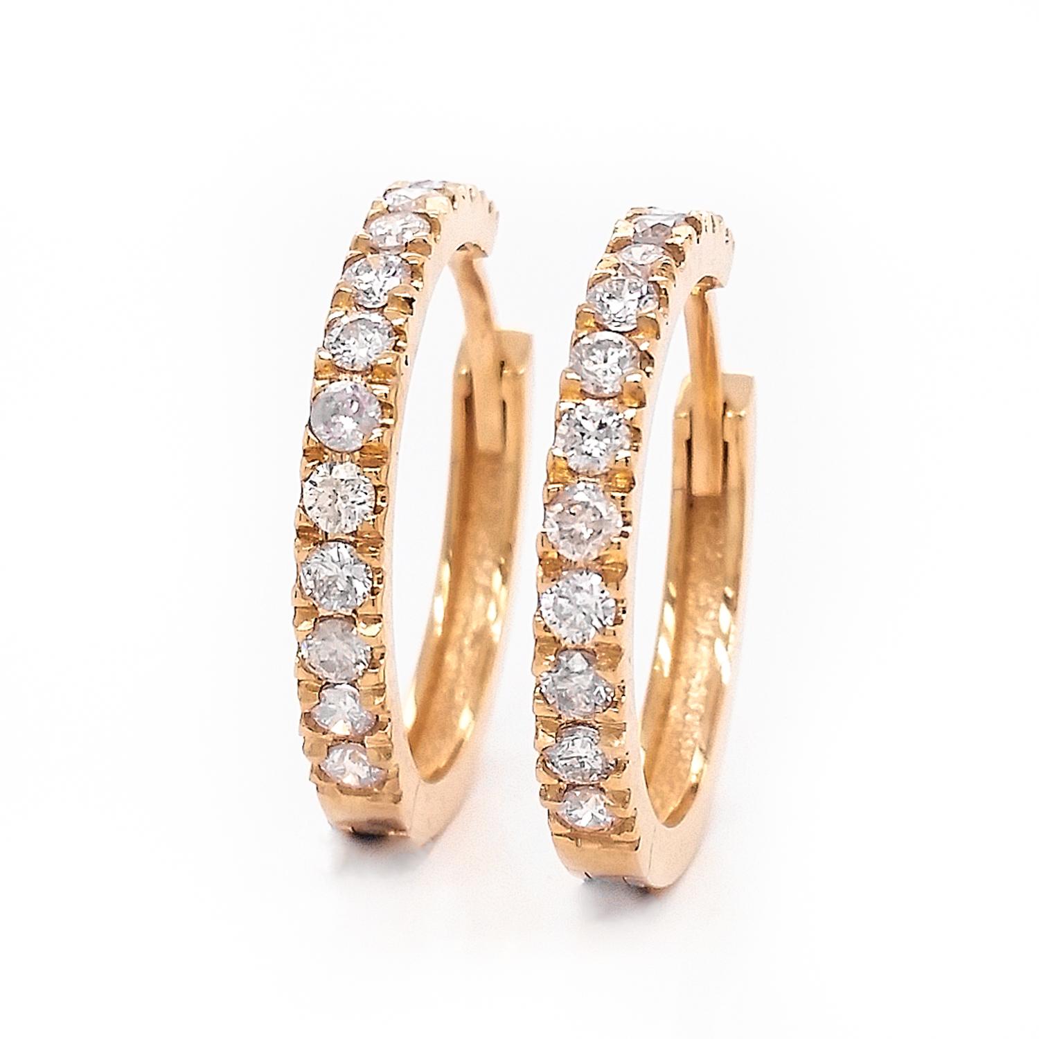 0.65ct Natural Pink Diamond Hoop Earrings at 1stDibs