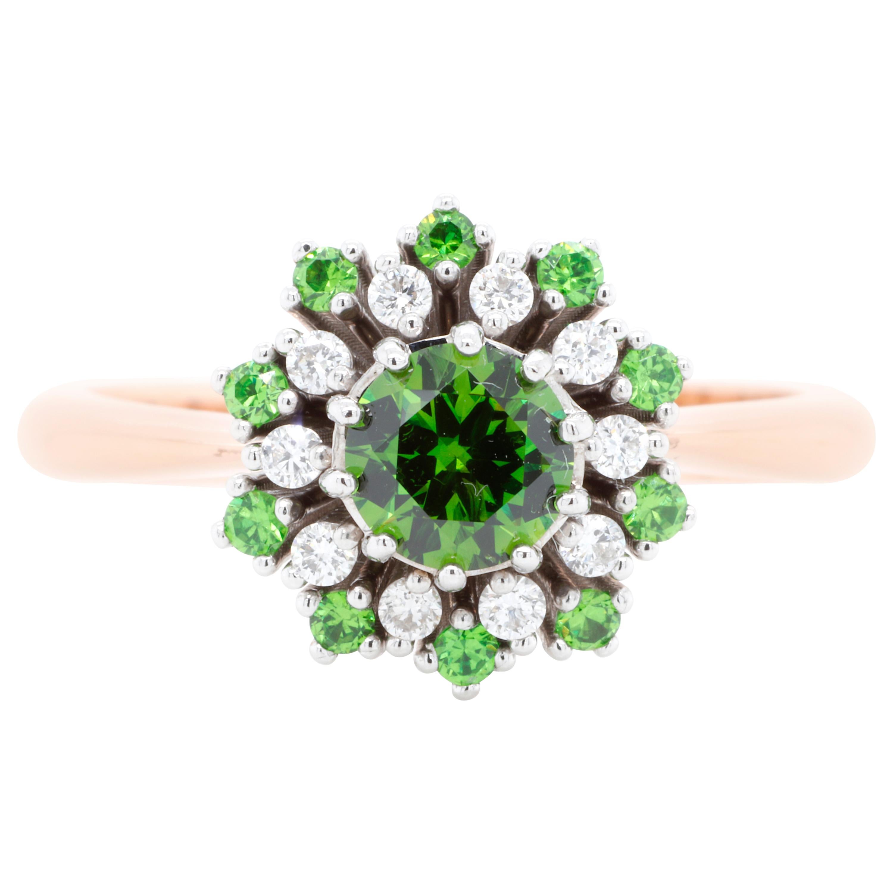 Russian Demantoid Diamond Gold Ring at 1stDibs