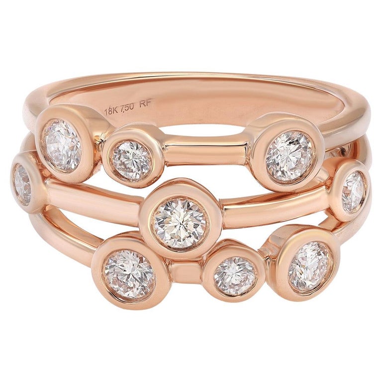0.68 Carat Diamond Bubble Ring 18k Rose Gold For Sale at 1stDibs