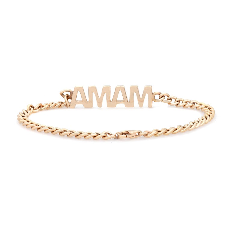0.68Cttw Diamond MAMA Cuban Link Chain Bracelet 14K Yellow Gold For ...