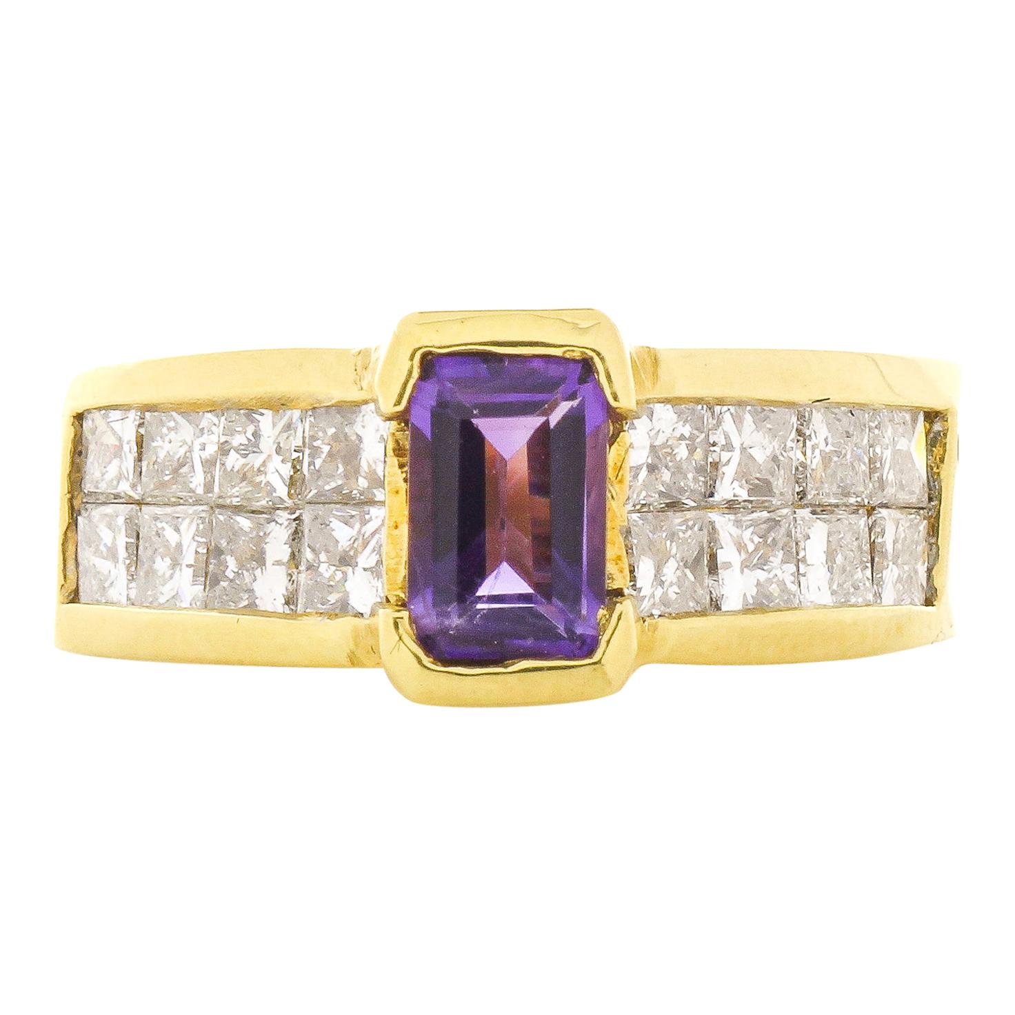 8.72 Carat Total Invisible Set Princess Cut Diamond Yellow Gold ...