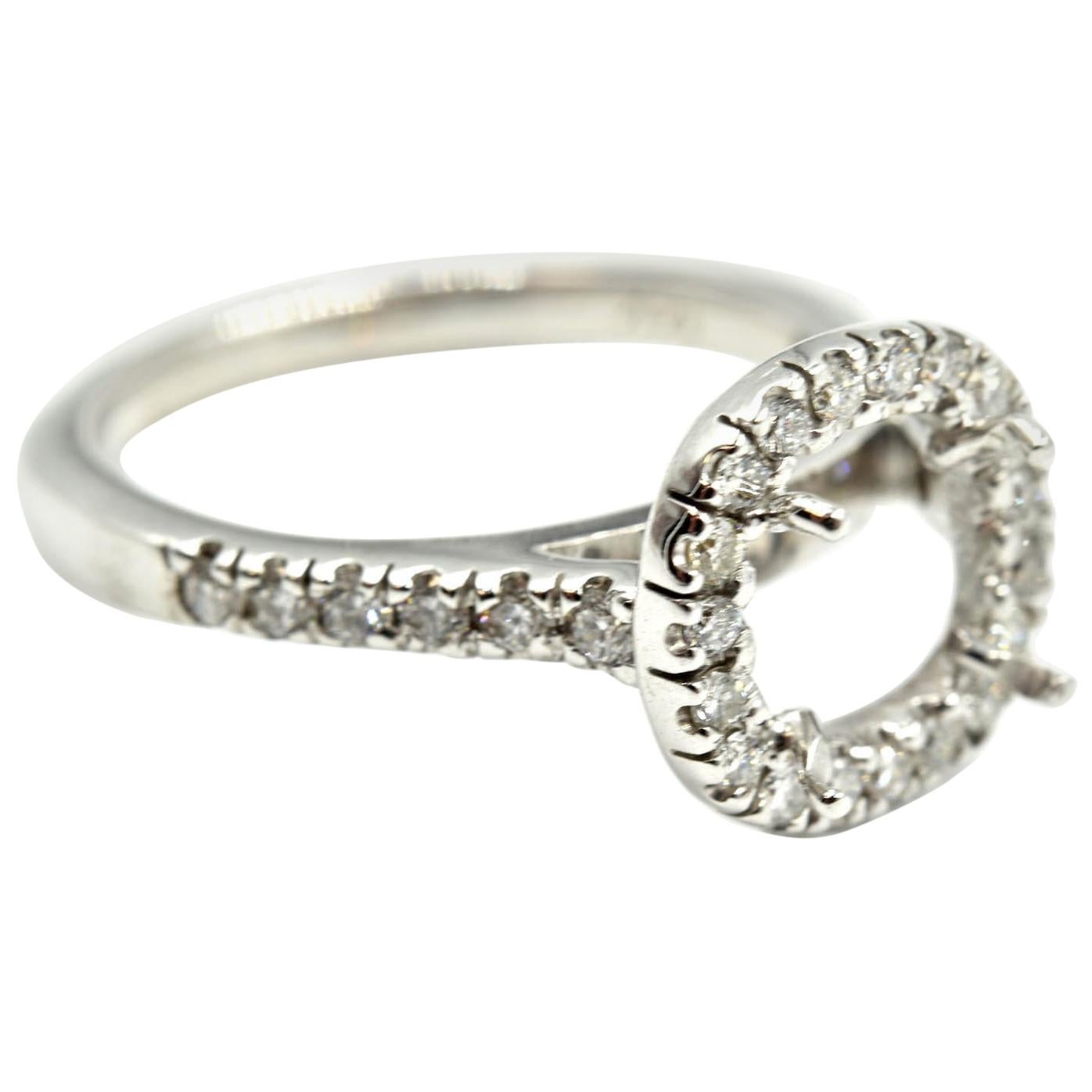 0.56 Carat Diamond 14 Karat White Gold Semi-Mount Engagement Ring For ...