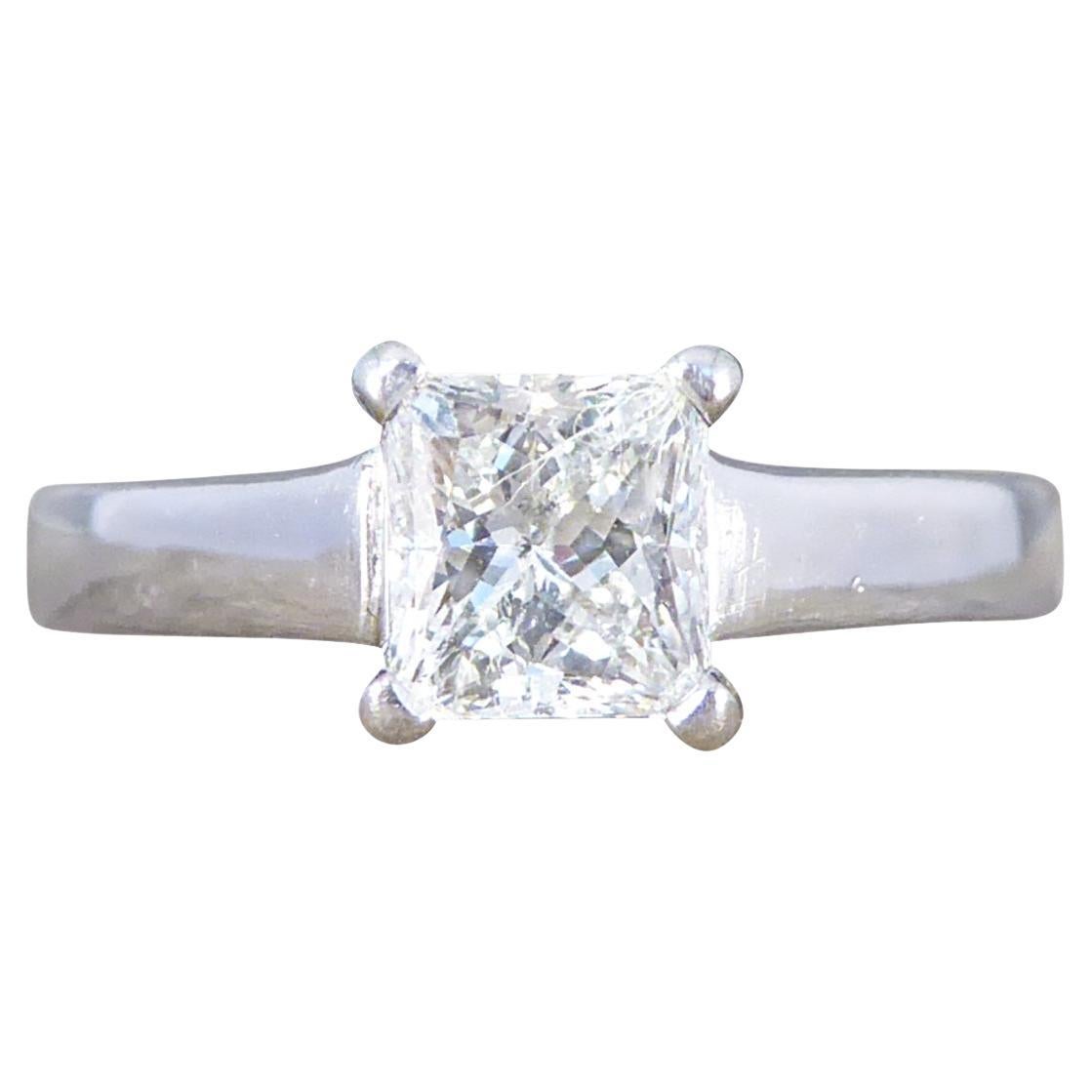 0.71ct Princess Cut Diamond Solitaire Engagement Ring in 18ct White ...