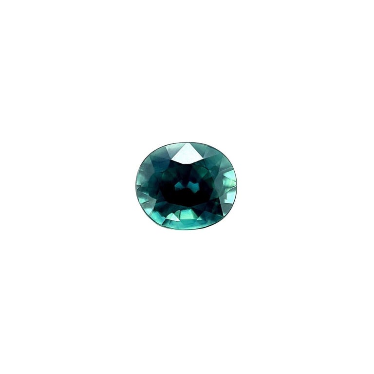 0.72ct Natural Vivid Blue Green Australian Sapphire Oval Cut Gem VVS For Sale at 1stDibs
