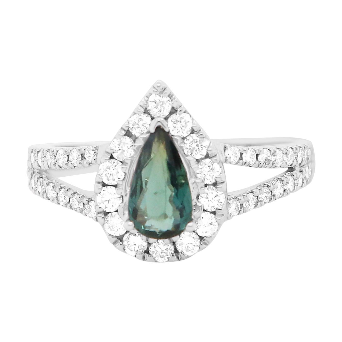 Alexandrite Natural Color Change Pear Shape Diamond Halo Split Shank ...
