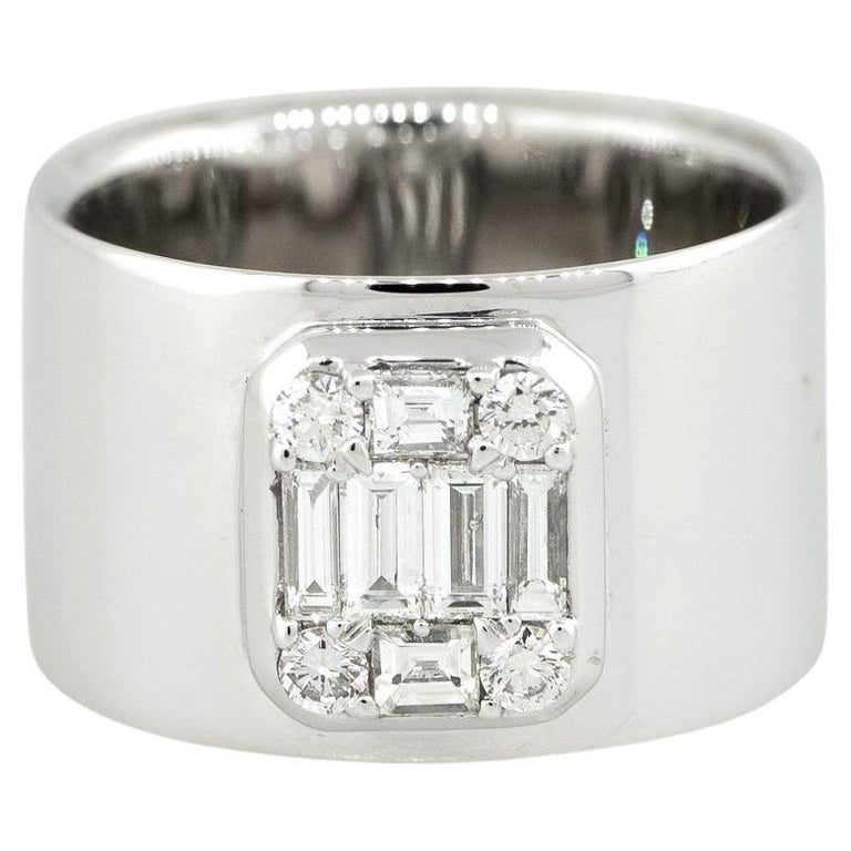0.73 Carat Mosaic Diamond High Polished Wide Band 18 Karat in Stock For ...