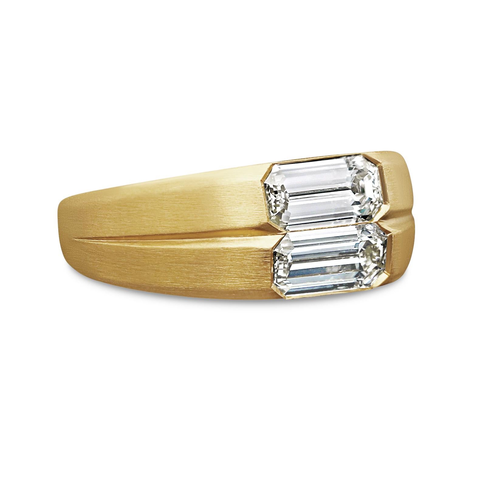 Hancocks 0.73 Carat and 0.77ct Twin Emerald-Cut Diamond 22ct Yellow ...