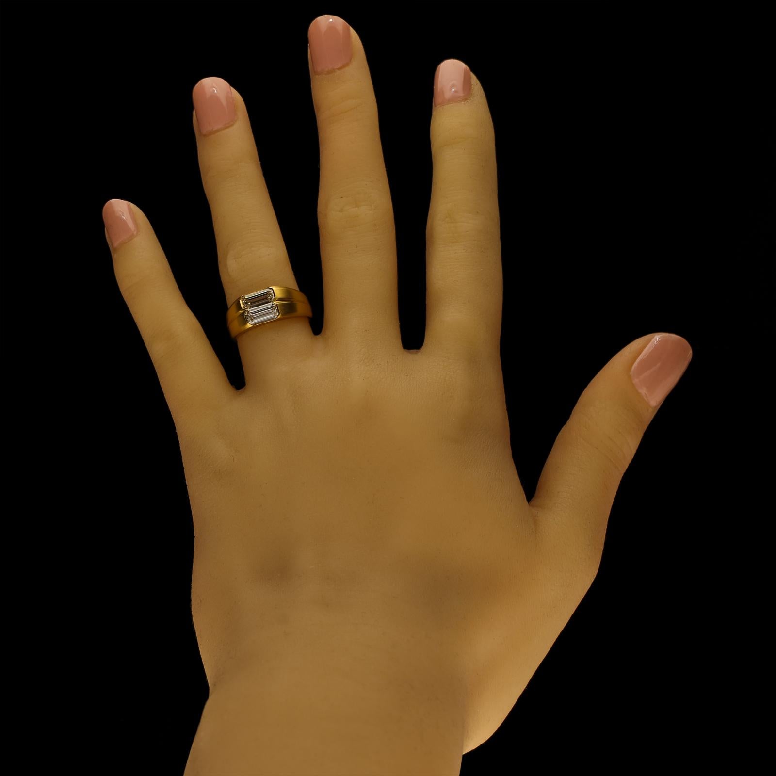 Hancocks 0.73 Carat and 0.77ct Twin Emerald-Cut Diamond 22ct Yellow ...