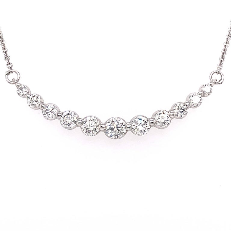 0.75 Carat Eleven Diamond Graduated Necklace in 18K White Gold For Sale ...