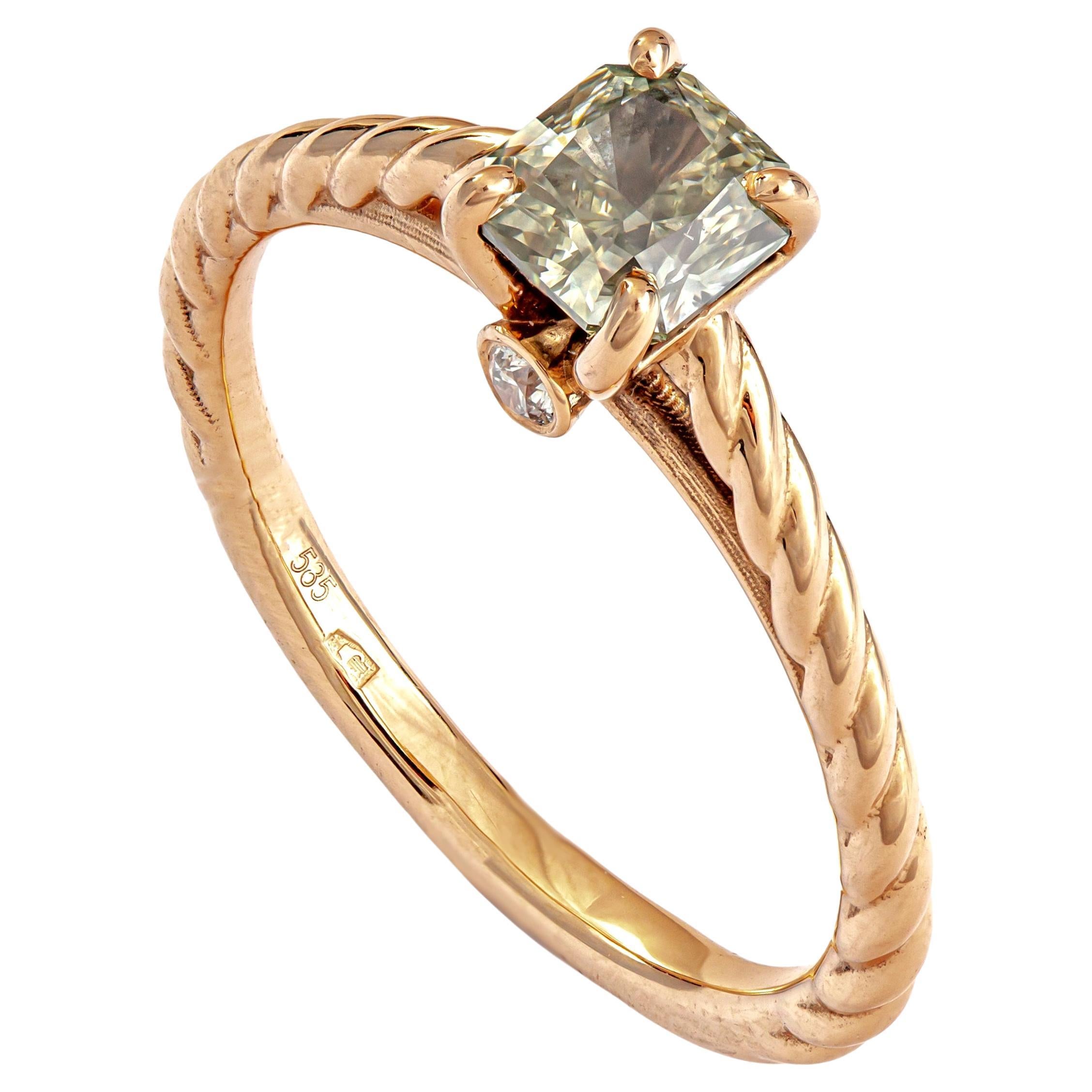 Midcentury 0.75 Carat Fancy Dark Pinkish Brown Old Cut Diamond Ring ...