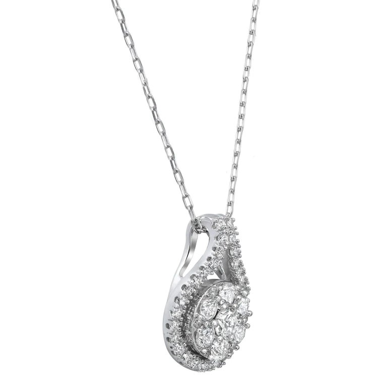 0.75cttw Prong Set Round Cut Diamond Pendant Necklace 14k White Gold ...
