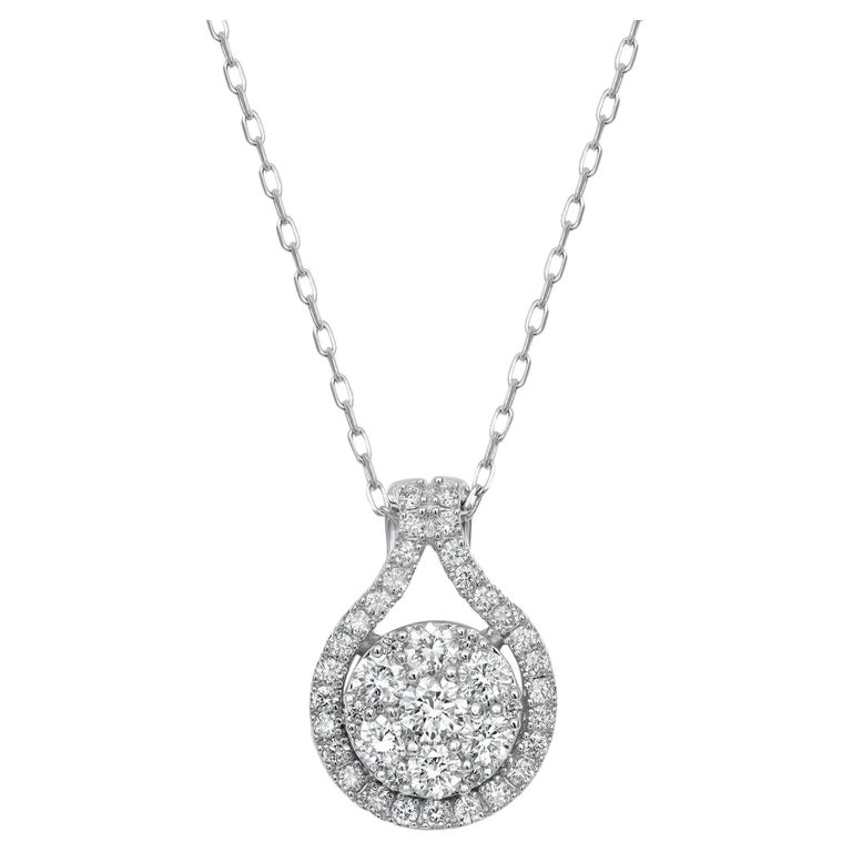 0.75cttw Prong Set Round Cut Diamond Pendant Necklace 14k White Gold ...