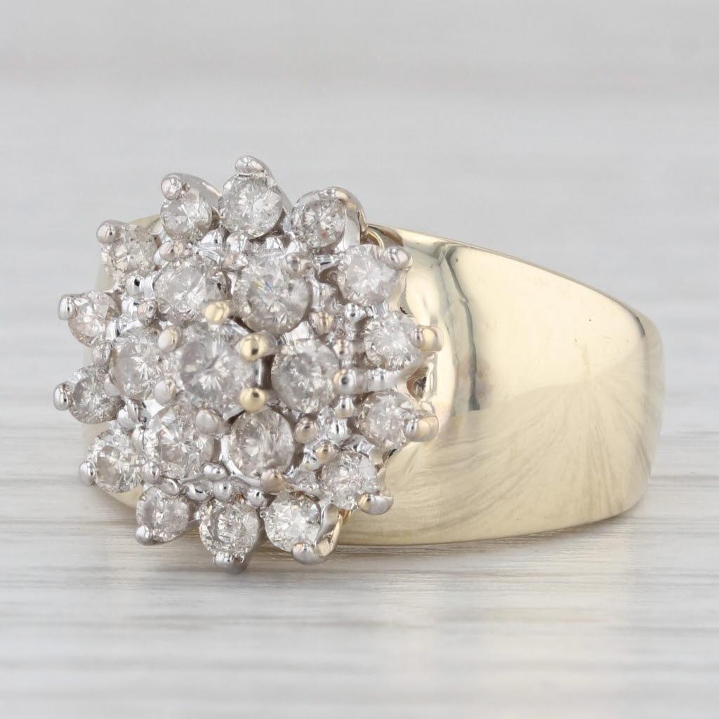 0.75ctw Diamond Cluster Ring 14k White Gold Size 5.5 For Sale at 1stDibs