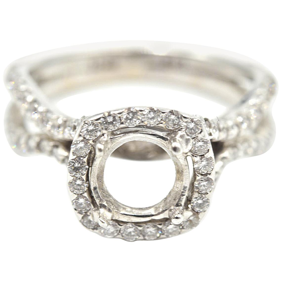 1.57 Carat Diamond 18 Karat White Gold Semi-Mount Engagement Ring For ...