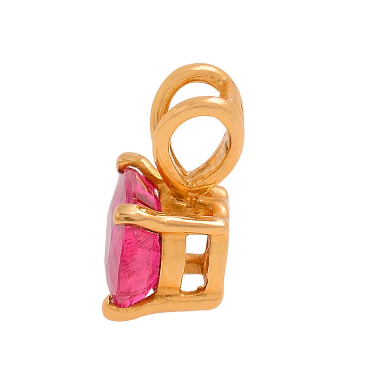 0.78 Carat Oval Shape Ruby Gemstone Charm Pendant 14 Karat Yellow Gold ...