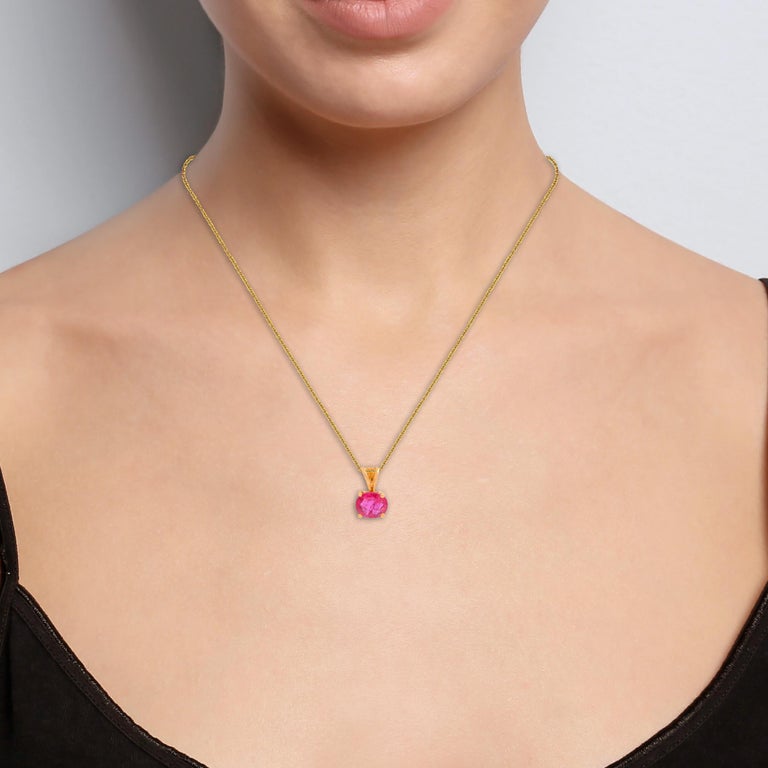 0.78 Carat Oval Shape Ruby Gemstone Charm Pendant 14 Karat Yellow Gold ...