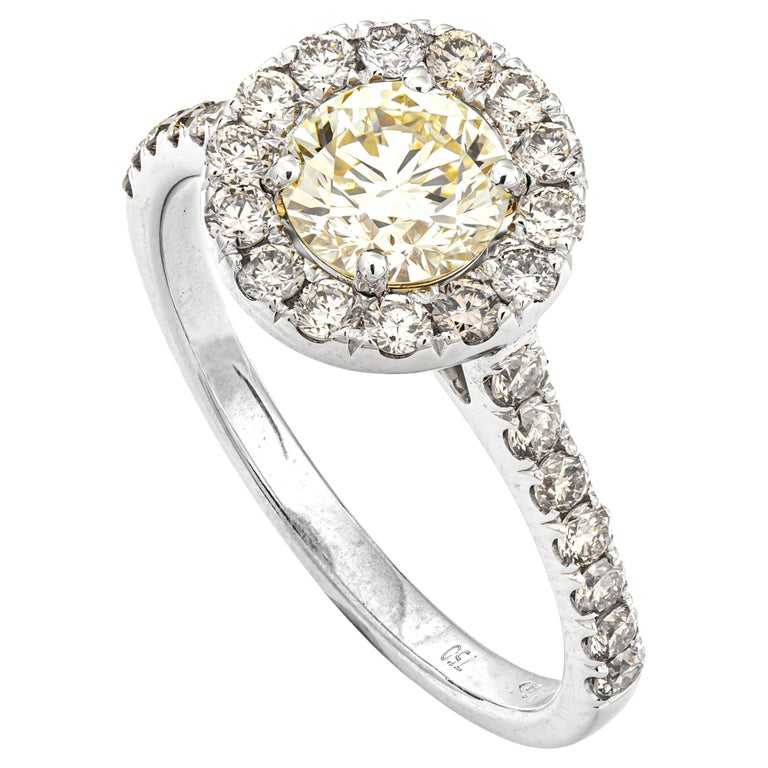 0.79 Ct Natural Very Light Yellow Diamond Ring For Sale at 1stDibs