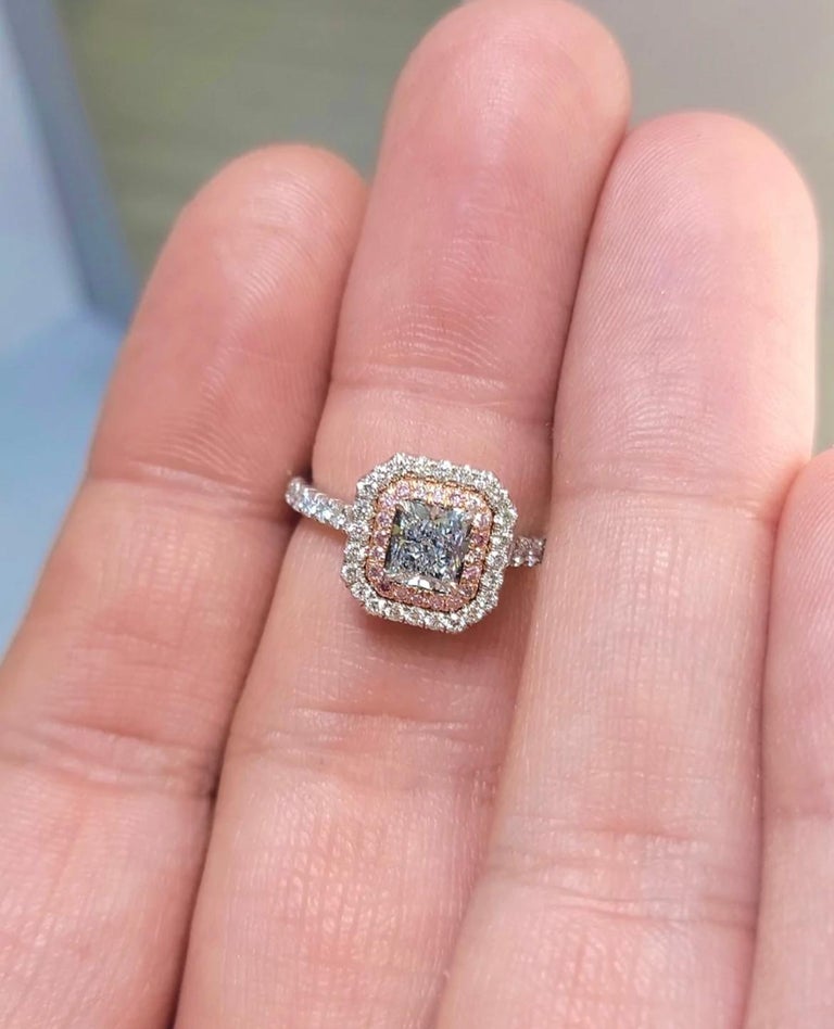 0.79ct Light Blue Radiant SI2 GIA Ring For Sale at 1stDibs