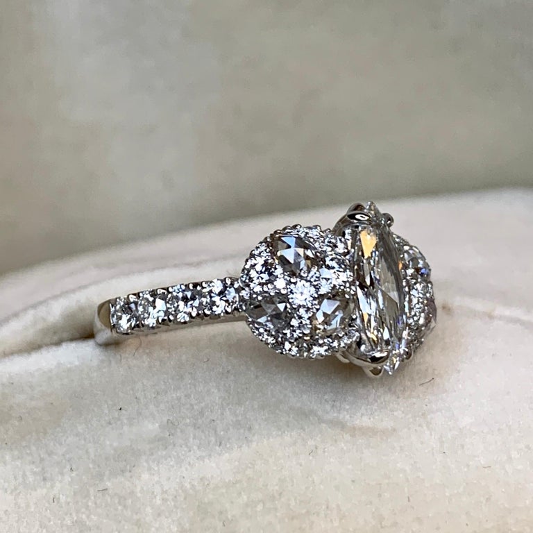 0.80 Carat E Loupe Clean Marquise Shape Diamond Pave Ring For Sale at ...