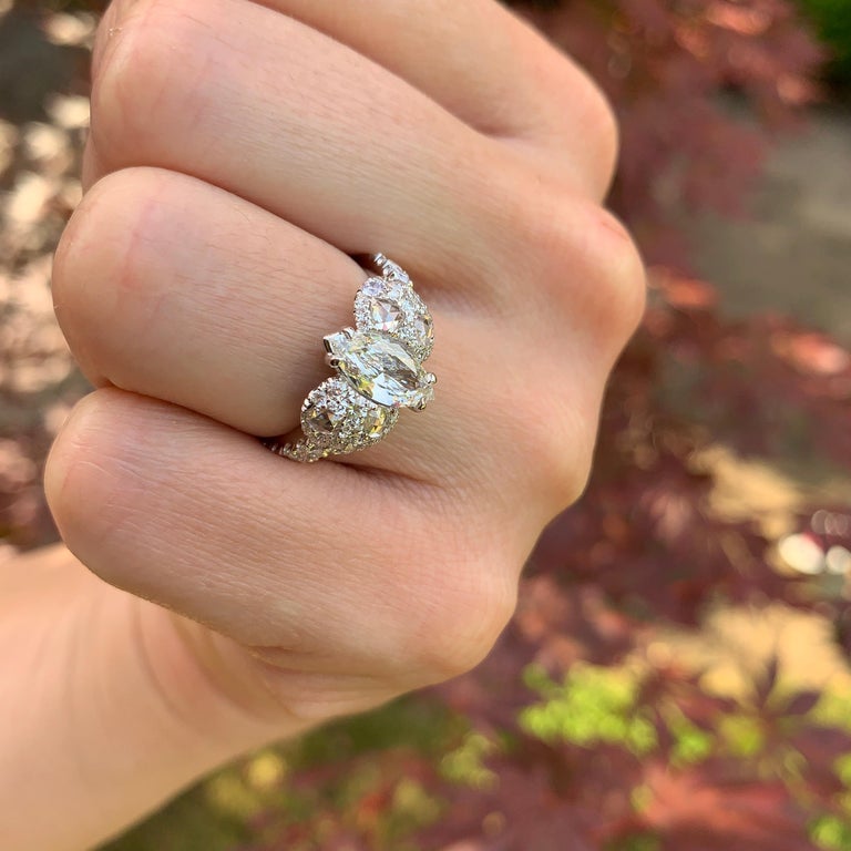 0.80 Carat E Loupe Clean Marquise Shape Diamond Pave Ring For Sale at ...