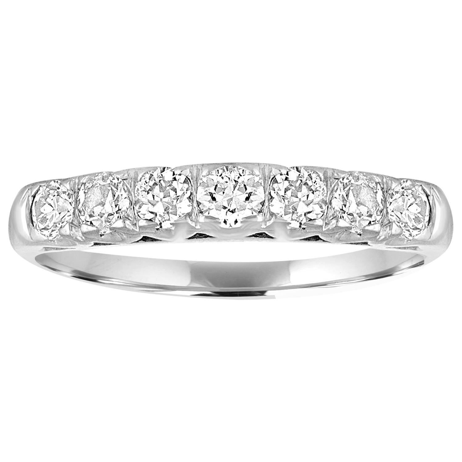 Platinum Seven-Stone Diamond Half Eternity Ring For Sale at 1stDibs