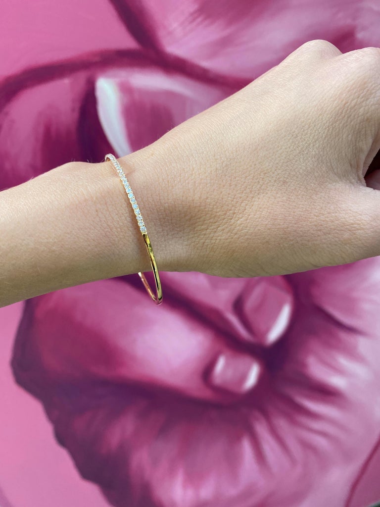 0 80ctw Round Brilliant Cut Diamonds 18k Yellow Gold Bangle Bracelet