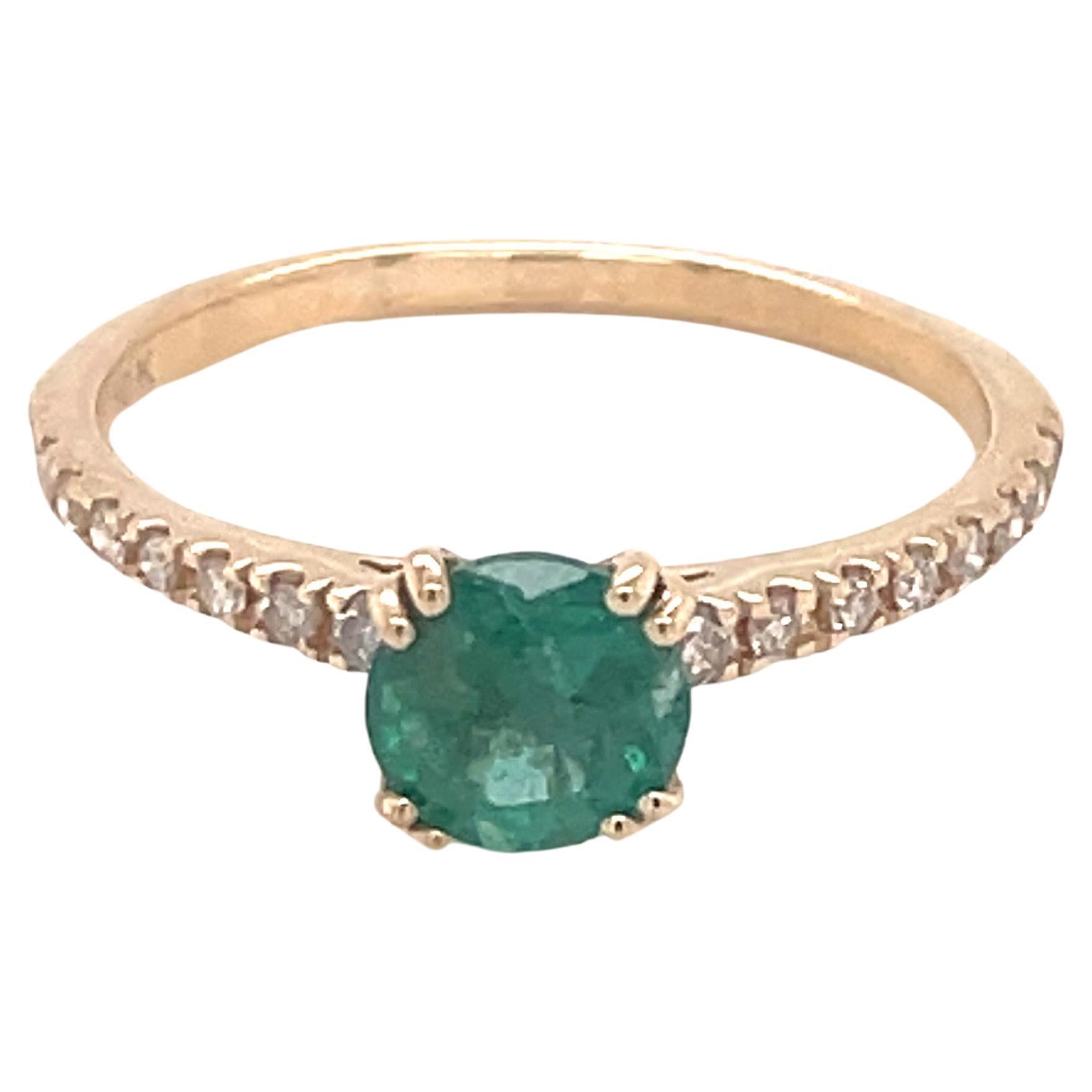 2.23 Carat Octagon Cut Emerald Ring in 10k Yellow Gold For Sale at 1stDibs