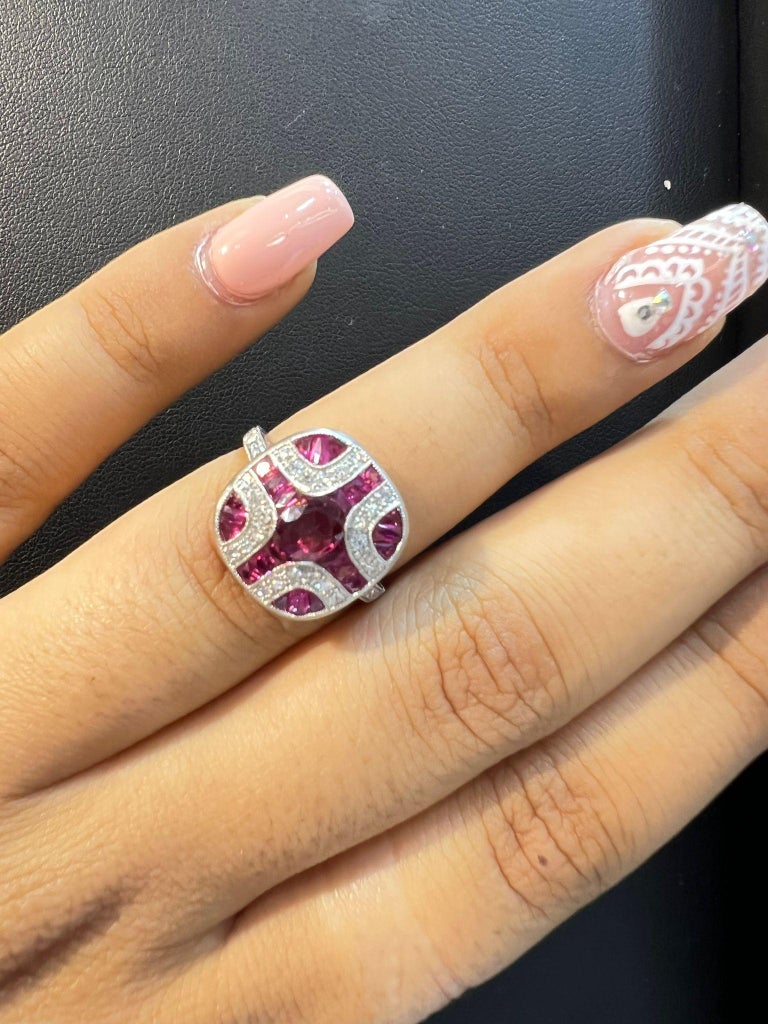 0.82ct Natural Ruby Fine Quality Platinum Ring For Sale at 1stDibs